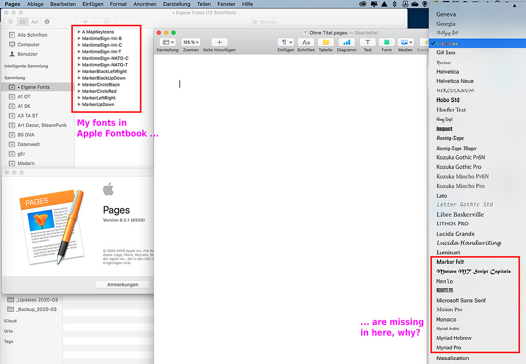 My fonts can not be used in Apple Pages - Fontself