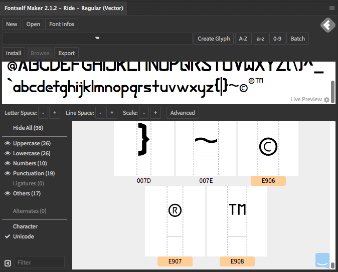 Adding Special Characters Adding Unicode Feedback On Fontself For